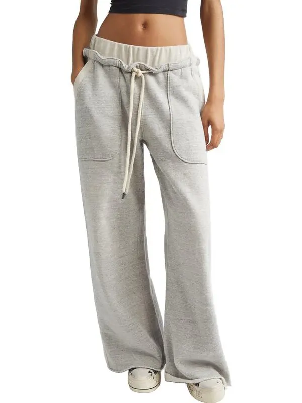 R13 Side Insert Wide Leg Sweatpants - Heather Grey W/oatmeal