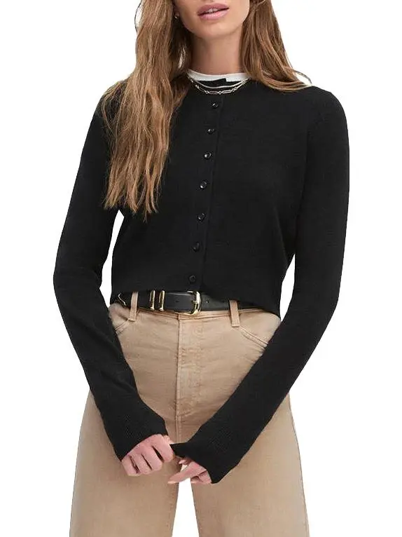 FAVORITE DAUGHTER Rebecca Crop Cashmere Cardigan - Black
