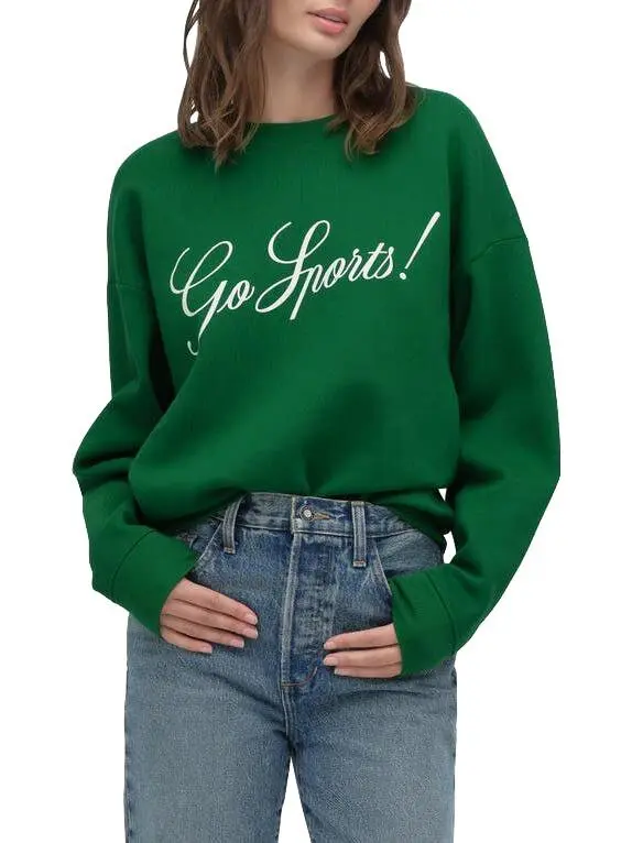 FAVORITE DAUGHTER Cotton-blend Crewneck Sweatshirt - Green/white