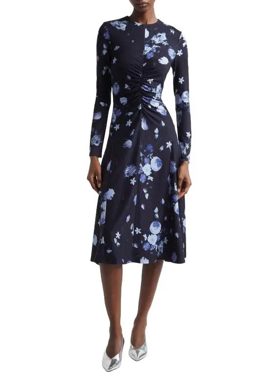 Erdem Floral Print Ponte Knit Midi Dress - Dutch Flower Painting Midnight