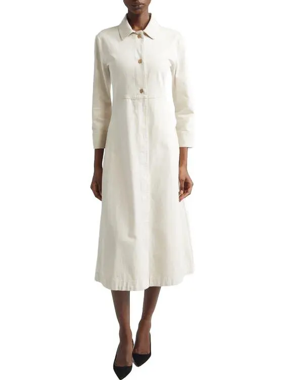 Max Mara Amelia Long Sleeve Stretch Cotton Shirt Dress - Sand