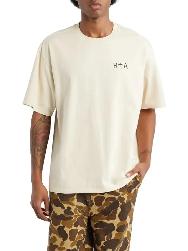 RtA Colin Oversize Logo Graphic T-shirt - Tan