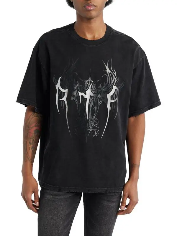 RtA Colin Cyber Sigilism Oversize Graphic T-shirt - Black Cyber Sigilism