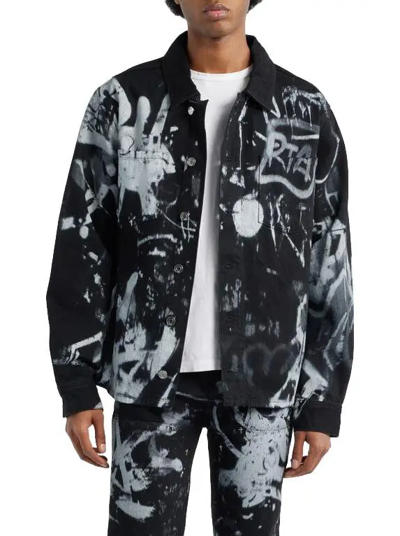 RtA Norris Graffiti Shirt Jacket - Graffiti Graphite