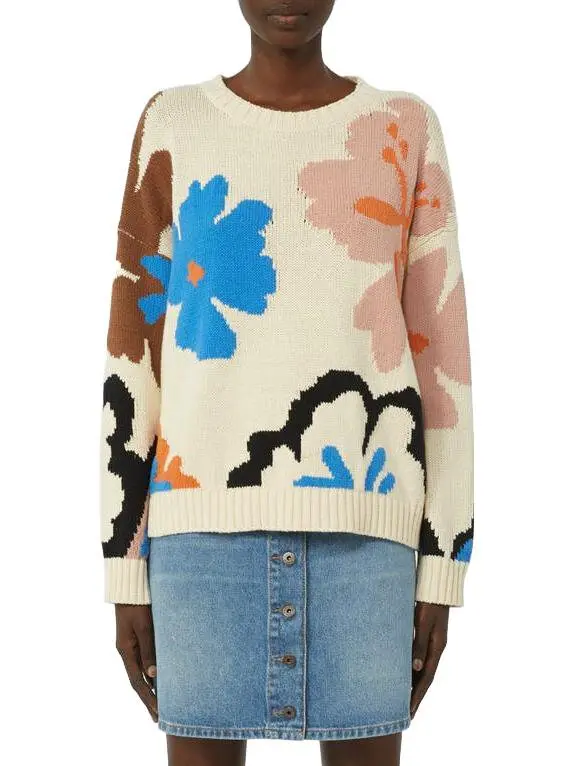 Max Mara Celebre Floral Oversize Sweater - Ivory Multi