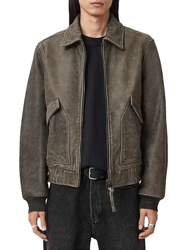 ALLSAINTS Marland Aviator Jacket - Black Beige