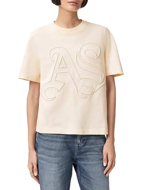 ALLSAINTS Lisa Embossed Tee - Pebble White