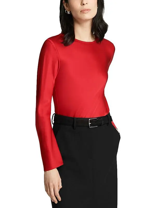 ARGENT Long Sleeve Silk Top - Ruby Red