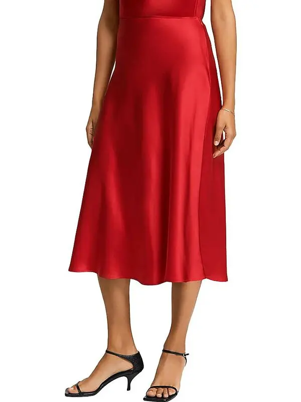 ARGENT Silk Bias Cut Skirt - Ruby Red