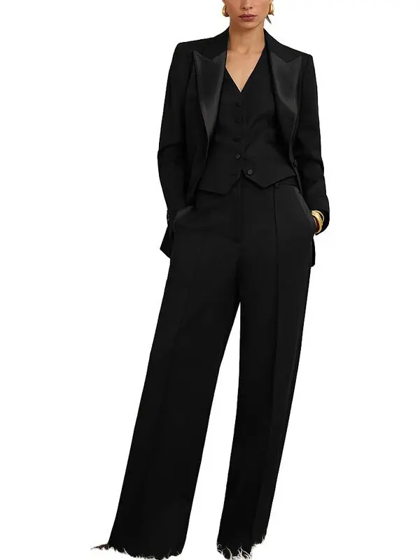 REISS Petite Della Single Breasted Tuxedo Blazer - Black