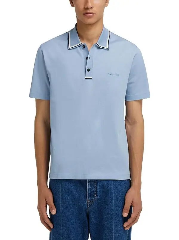 FERRAGAMO Cotton Polo Shirt - Washed Denim