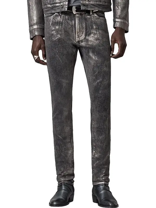 John Varvatos Skinny Fit Distressed Jeans - Metal Grey
