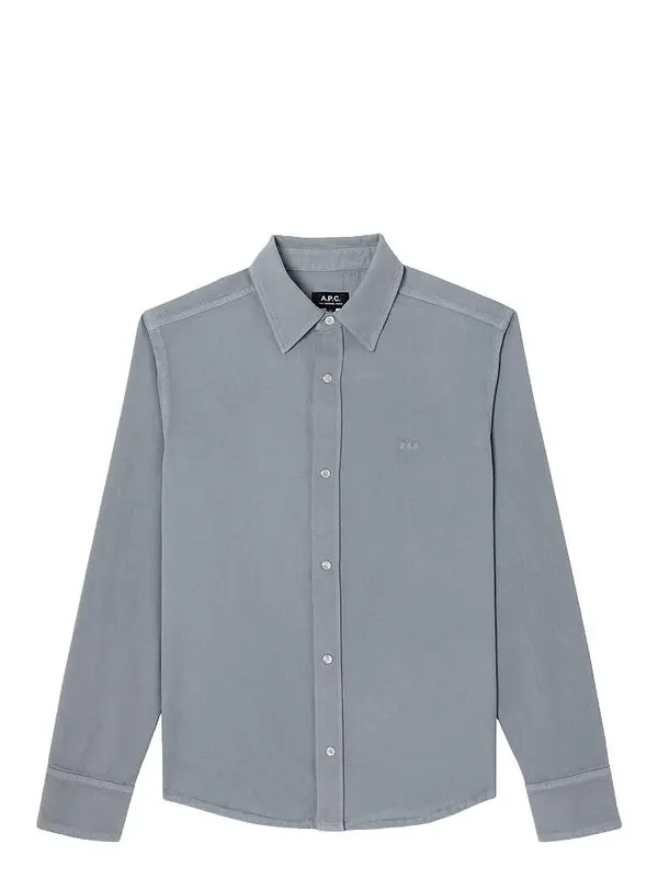 A.p.c. A. P.c Surchemise Long Sleeve Button Front Shirt - Blue Grey