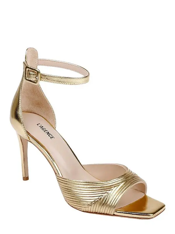 L'Agence Cici Metallic Leather Sandals - Gold Leather