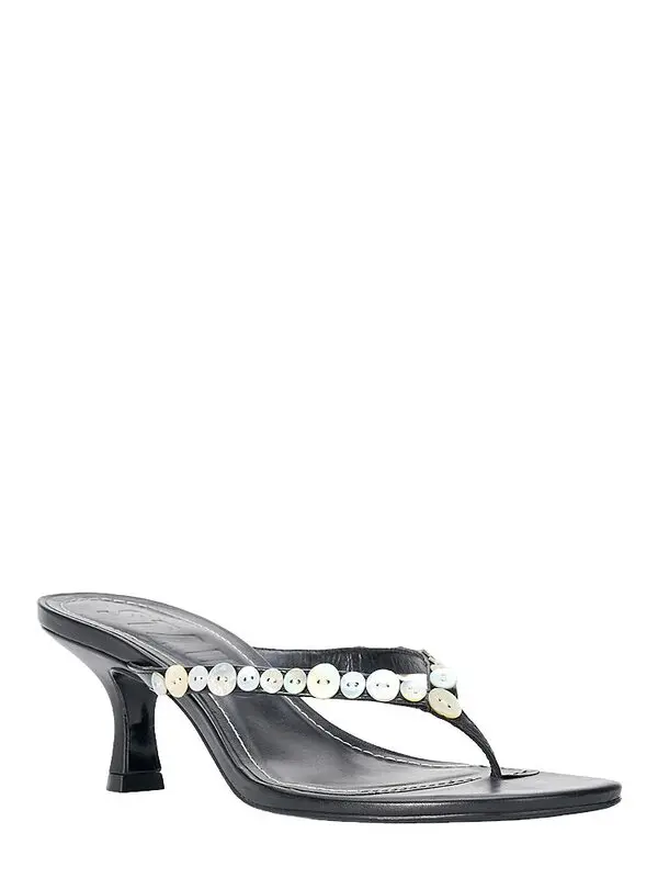 Staud Freja Thong Kitten Heel Sandals - Mother Of Pearl