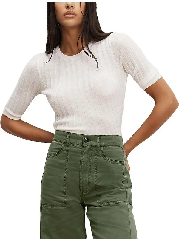 Veronica Beard Debois Merino Wool Crewneck Sweater - Ivory