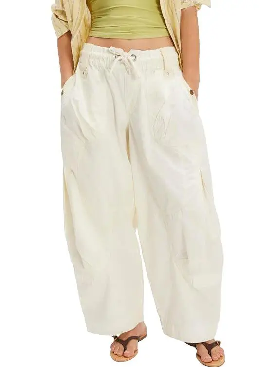 Free People Onset Cotton Twill Parachute Pants - Tofu