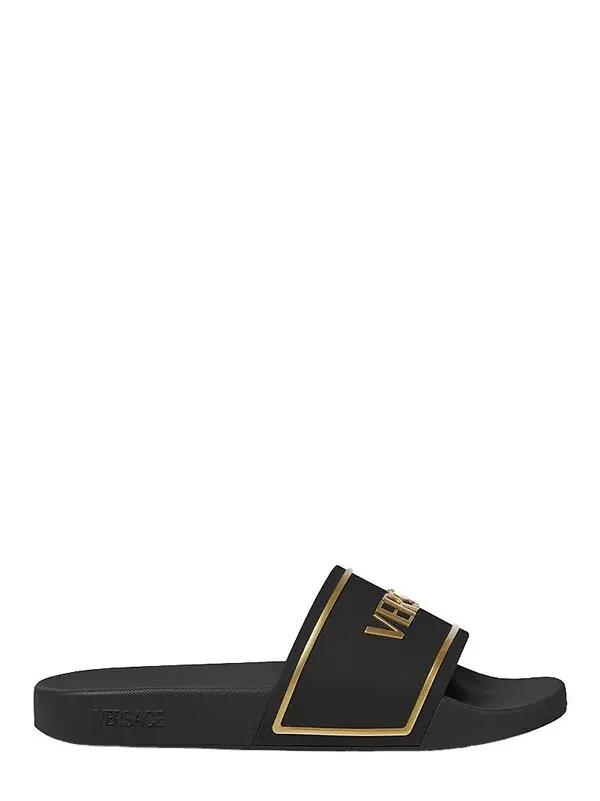 Versace Slide Sandals - Black+gold