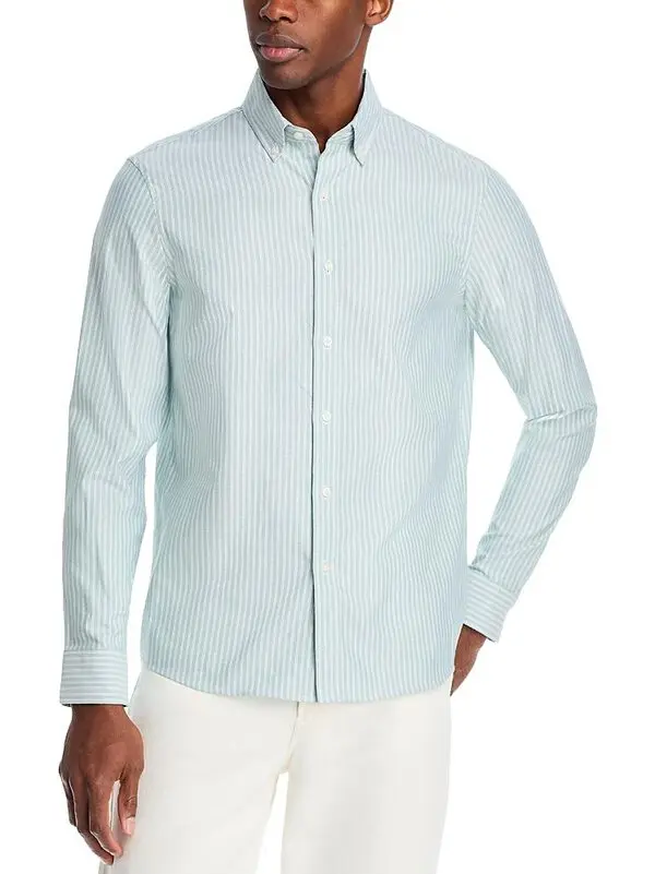 Michael Kors Classic Fit Oxford Stripe Shirt - Pine Green