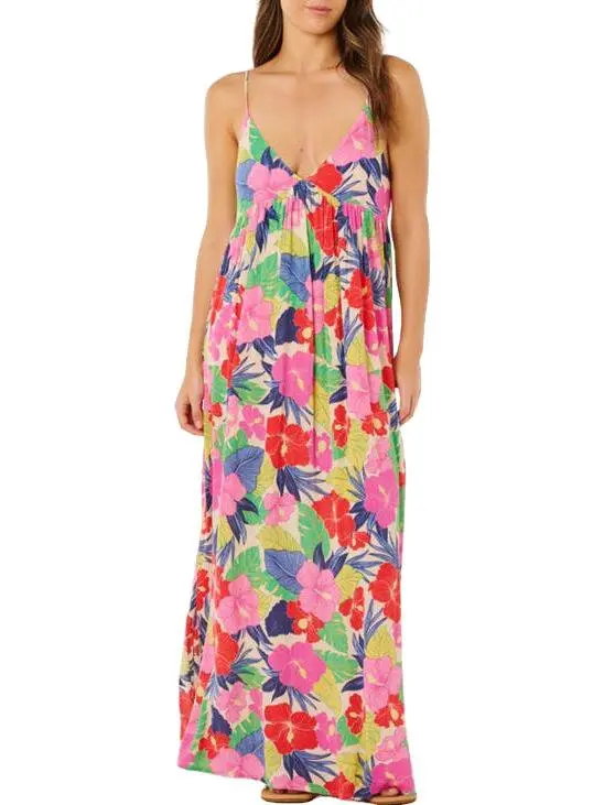 Rip Curl Floral Print Sleeveless Maxi Dress - Pink Multi