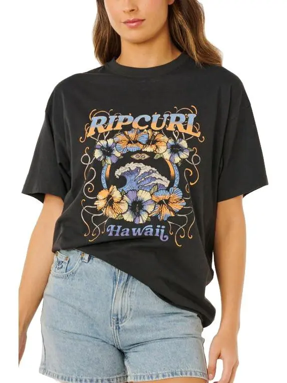 Rip Curl Pacific Coast Heritage Relaxed Graphic T-shirt - Hawaii Washed Black