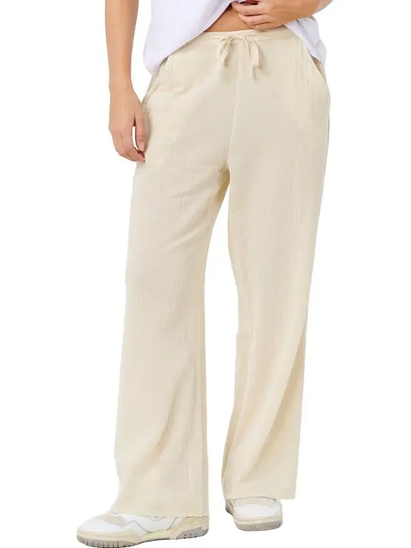 Rip Curl Wide Leg Cotton Pants - Natural