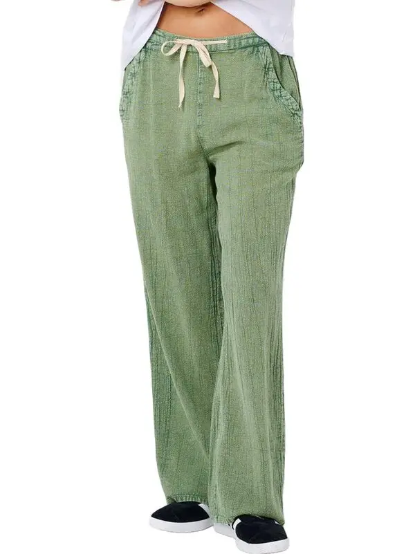 Rip Curl Wide Leg Cotton Pants - Sage