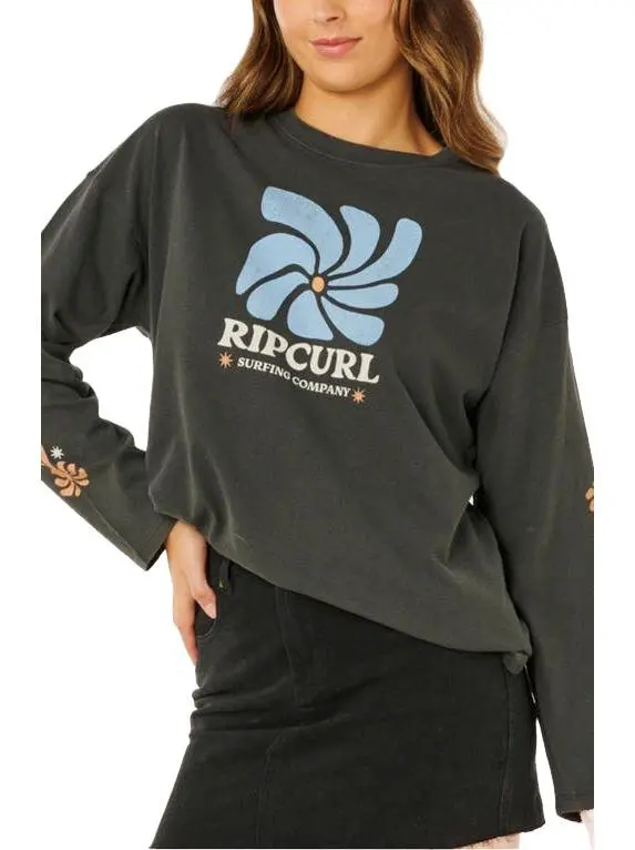 Rip Curl Pacific Coast Heritage Relaxed Long Sleeve T-shirt - Washed Black