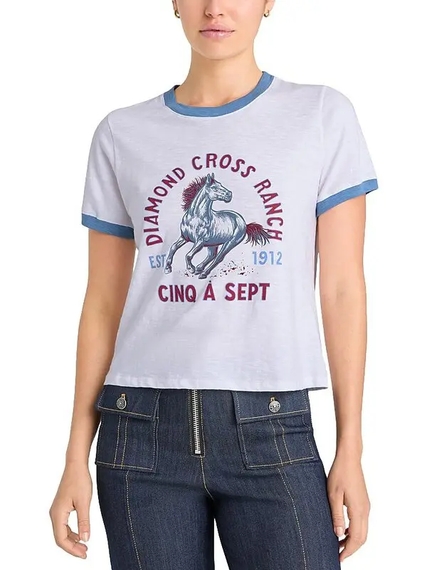 Cinq À Sept Diamond Cross Ranch Graphic Tee - White Multi