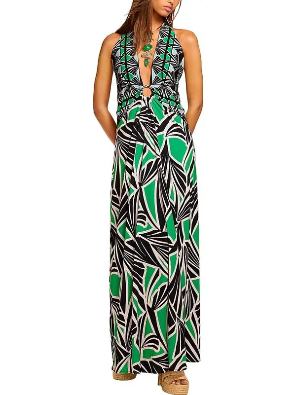 Ramy Brook Rayna Maxi Dress - Bright Palm Combo