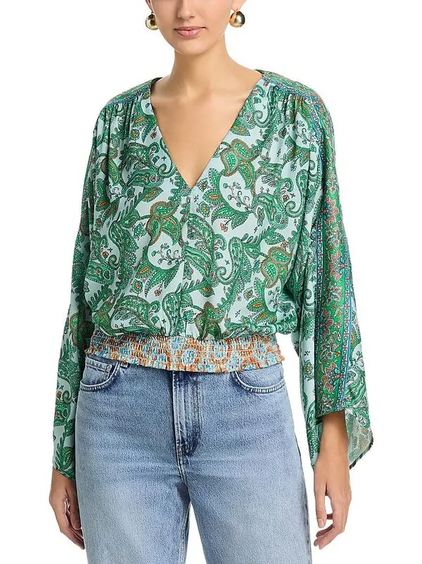 Ramy Brook Trisha Top - Bright Palm Patchwork