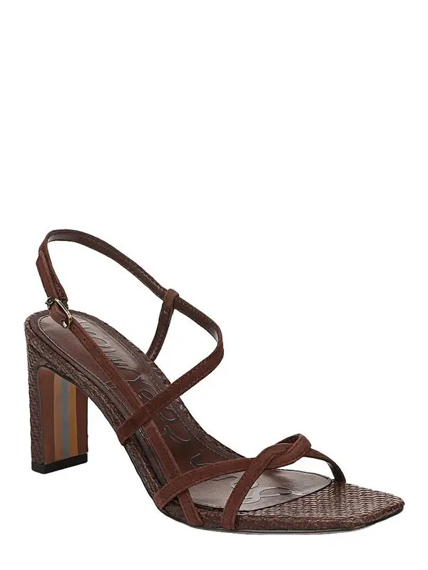 Sam Edelman Elissa Leather Block Heel Sandals - Ande Brown