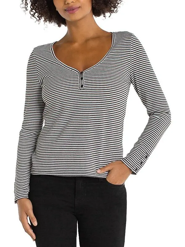 LIVERPOOL Three Quarter Button Henley - Multi