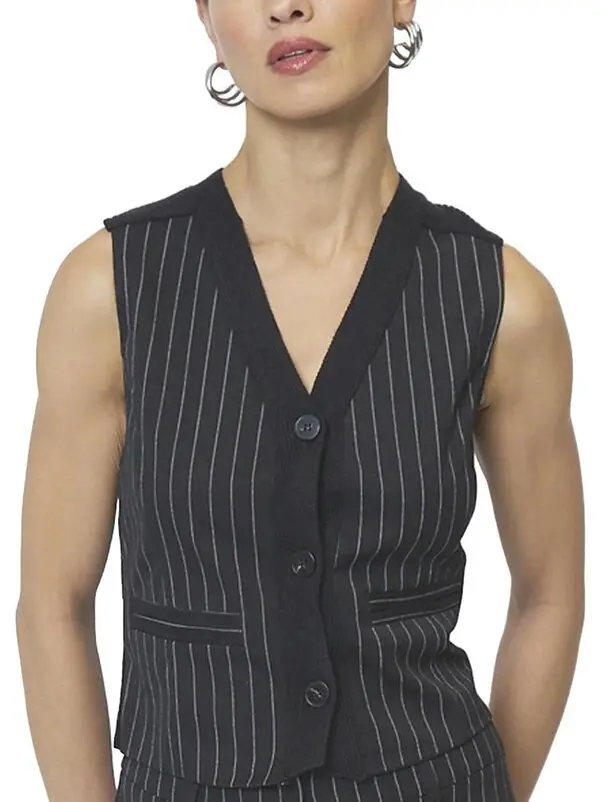 Central Park West Astrid Pinstripe Vest - Black
