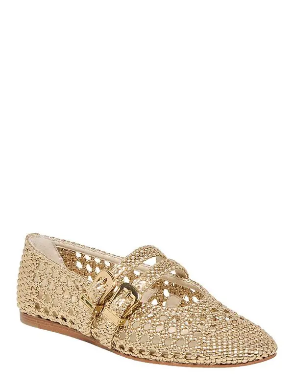 Dolce Vita Baylee Woven Leather Flats - Gold Woven