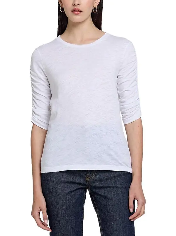 GOLDIE LEWINTER Ruched Half Sleeve Tee - White