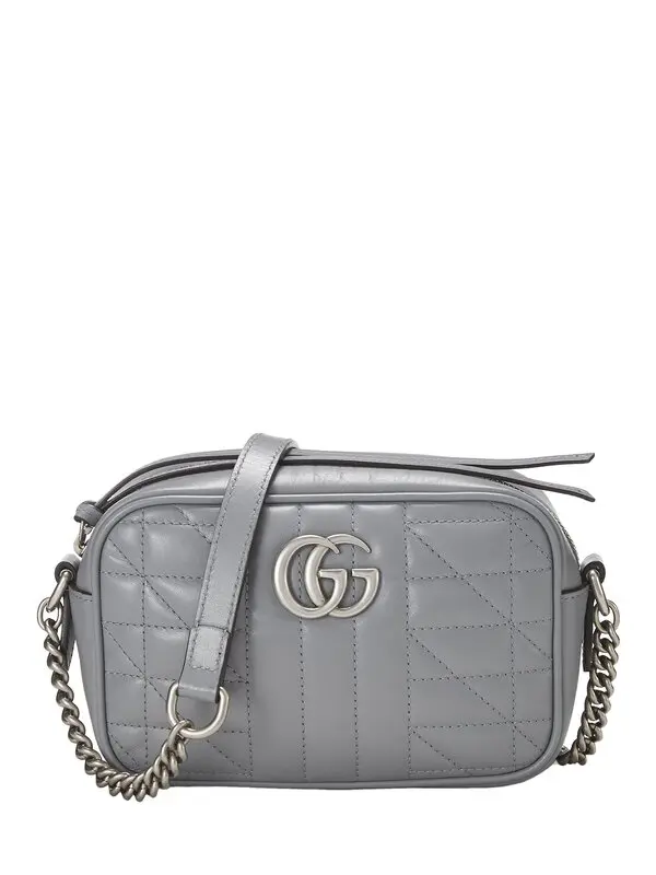 Gucci Leather Gg Marmont Crossbody Bag - Grey