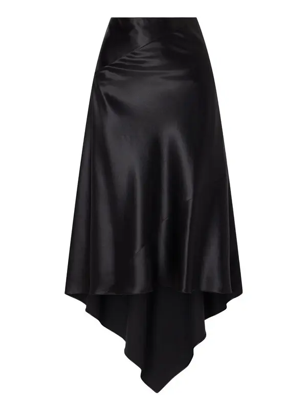 Alaïa Asymmetric Silk-satin Skirt - Black