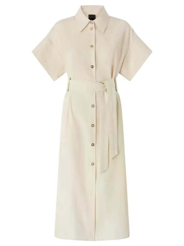 Pinko Belted Midi Shirt Dress - Neutrals
