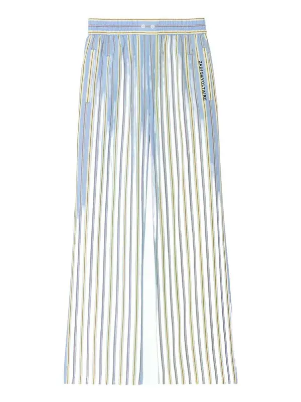 Zadig&Voltaire Striped Trousers With Logo Detail - Blue