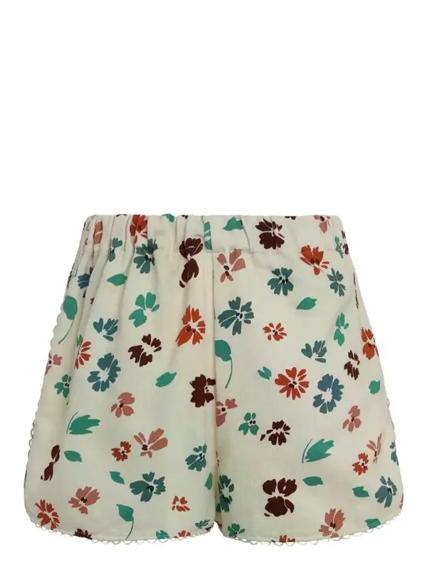 KRISTINA TI Floral-pattern Cotton Shorts - Neutrals