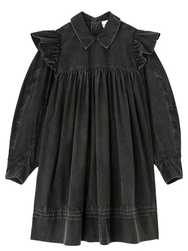 GANNI Ruffled Mini Dress - Black
