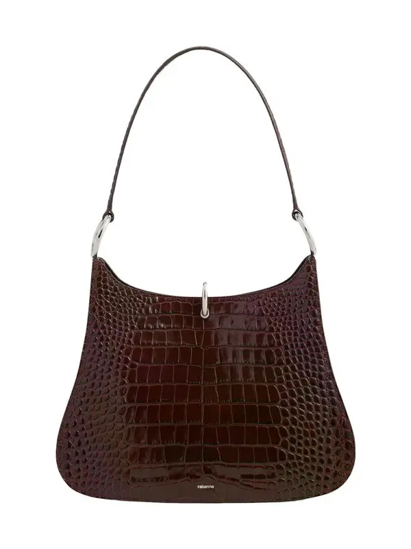 Rabanne Embossed Leather Shoulder Bag - Brown