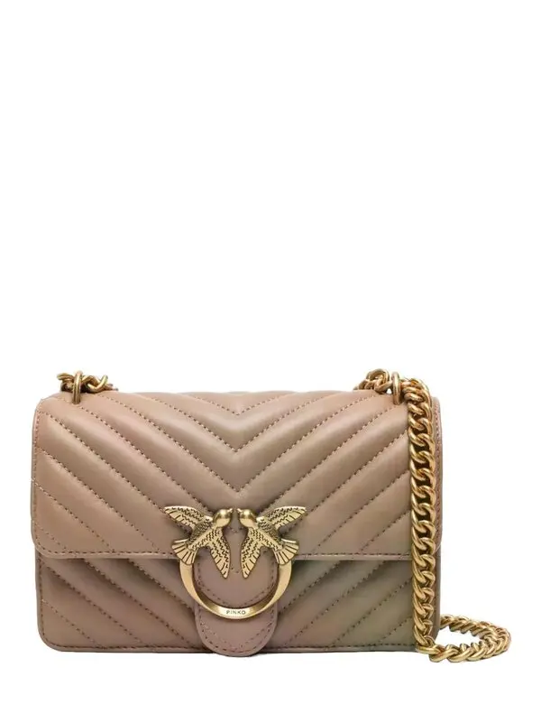 Pinko Love Birds Quilted Shoulder Bag - Brown