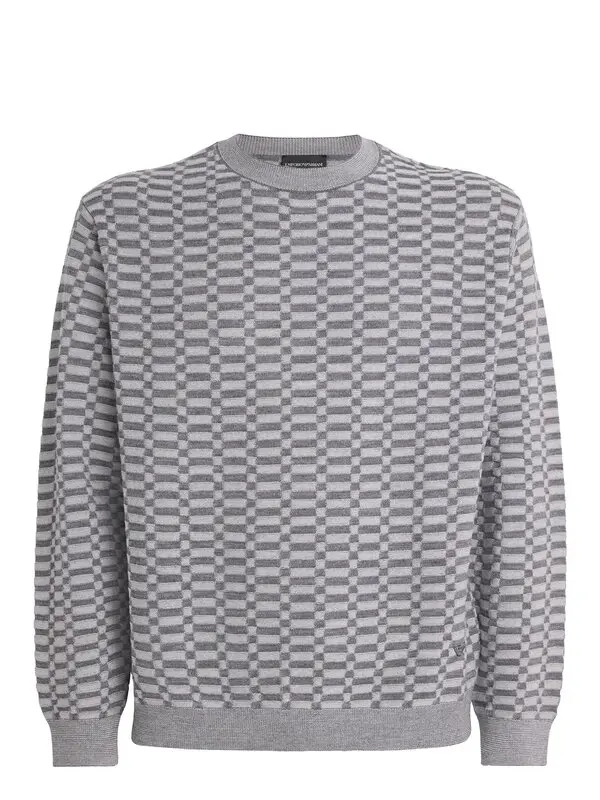 Emporio Armani Virgin Wool Op-art Sweater - Grey