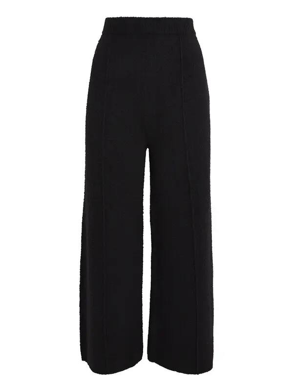 AERON Wool-blend Bouclé Wide-leg Trousers - Black