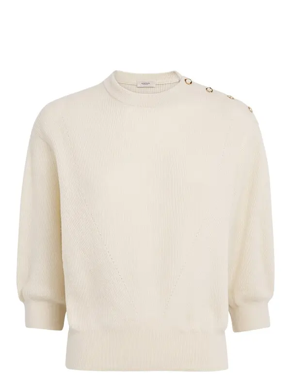 Agnona Cashmere-blend Pointelle Sweater Top - Ivory