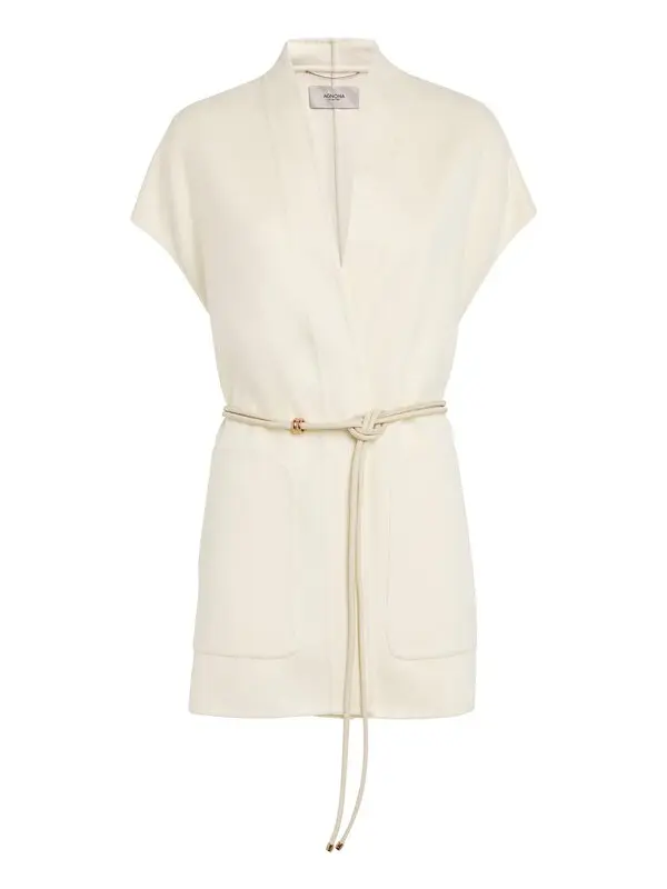 Agnona Wool-cashmere Sleeveless Belted Jacket - White
