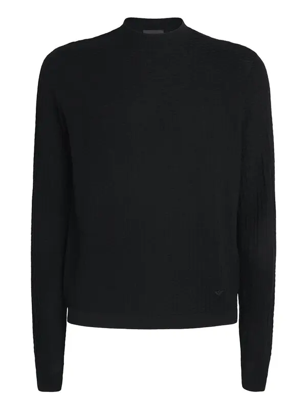 Emporio Armani Virgin Wool Jacquard Sweater - Black