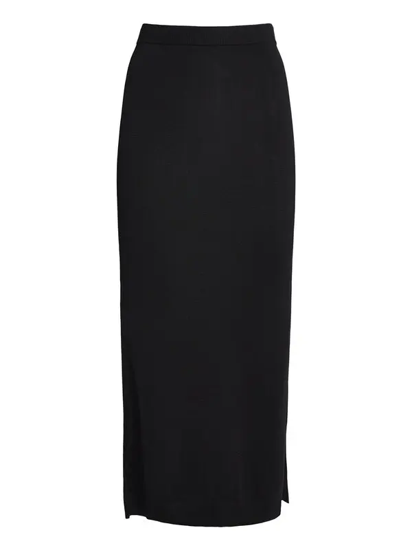 AERON Knitted Column Midi Skirt - Black